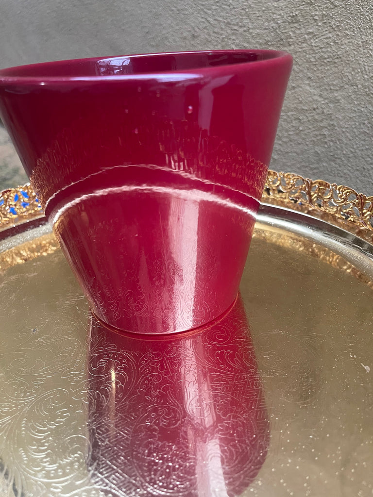 Red ceramic pot - 14cm height - indoor plant pot – Parijat Plant