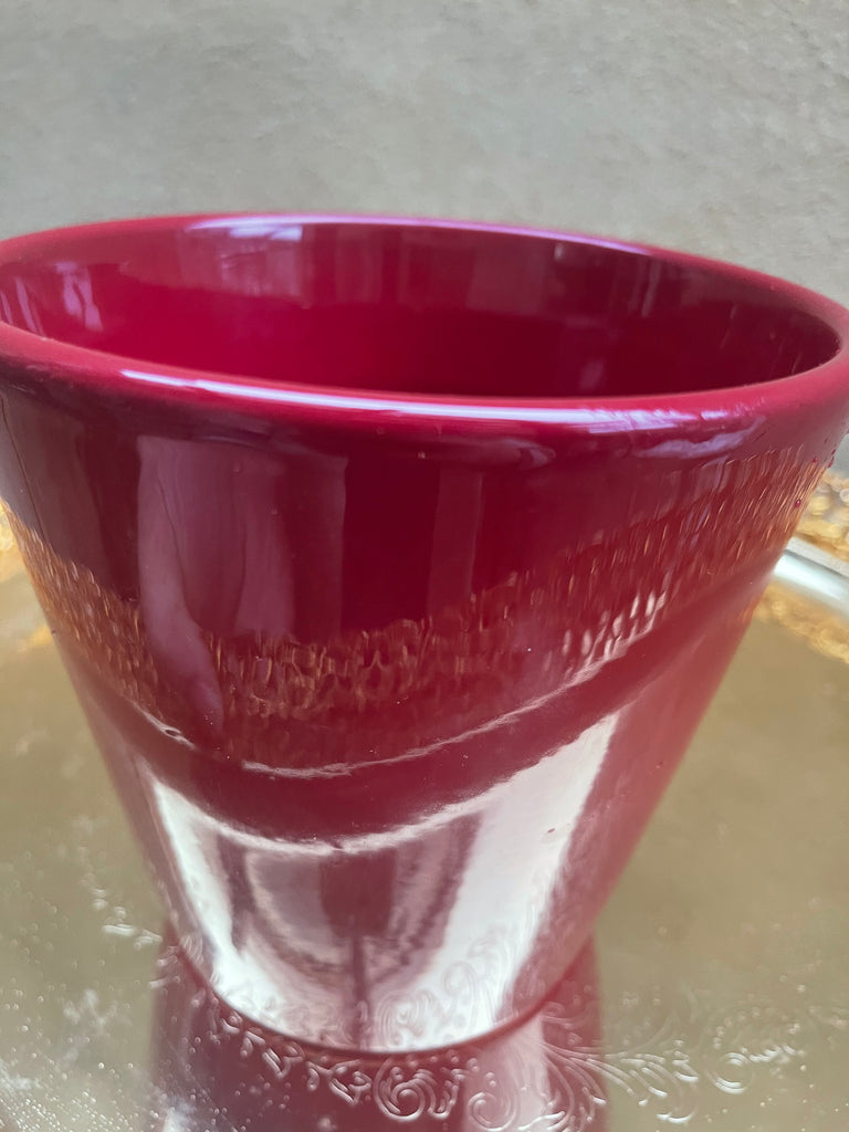 Red ceramic pot - 14cm height - indoor plant pot – Parijat Plant